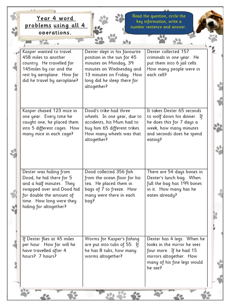 Year 4 Math Word Problems | PDF