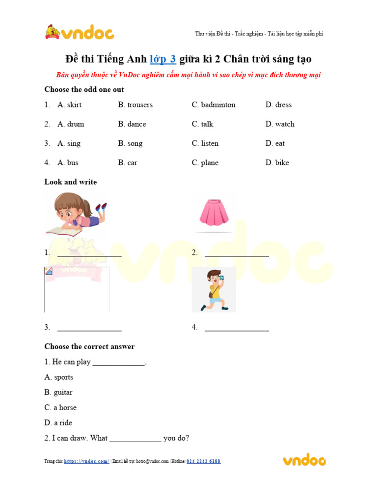 De Thi Tieng Anh Lop 3 Giua Ki 2 CTST | PDF