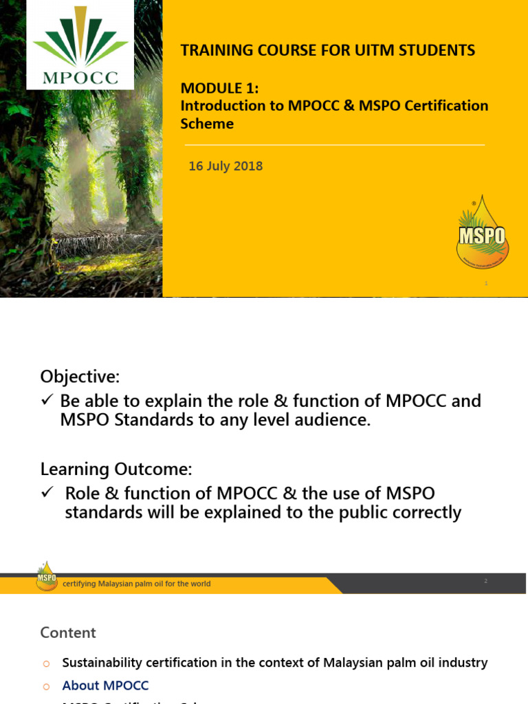 5.2. Module 1 - Introduction To MPOCC & MSPO Certification Scheme | PDF ...