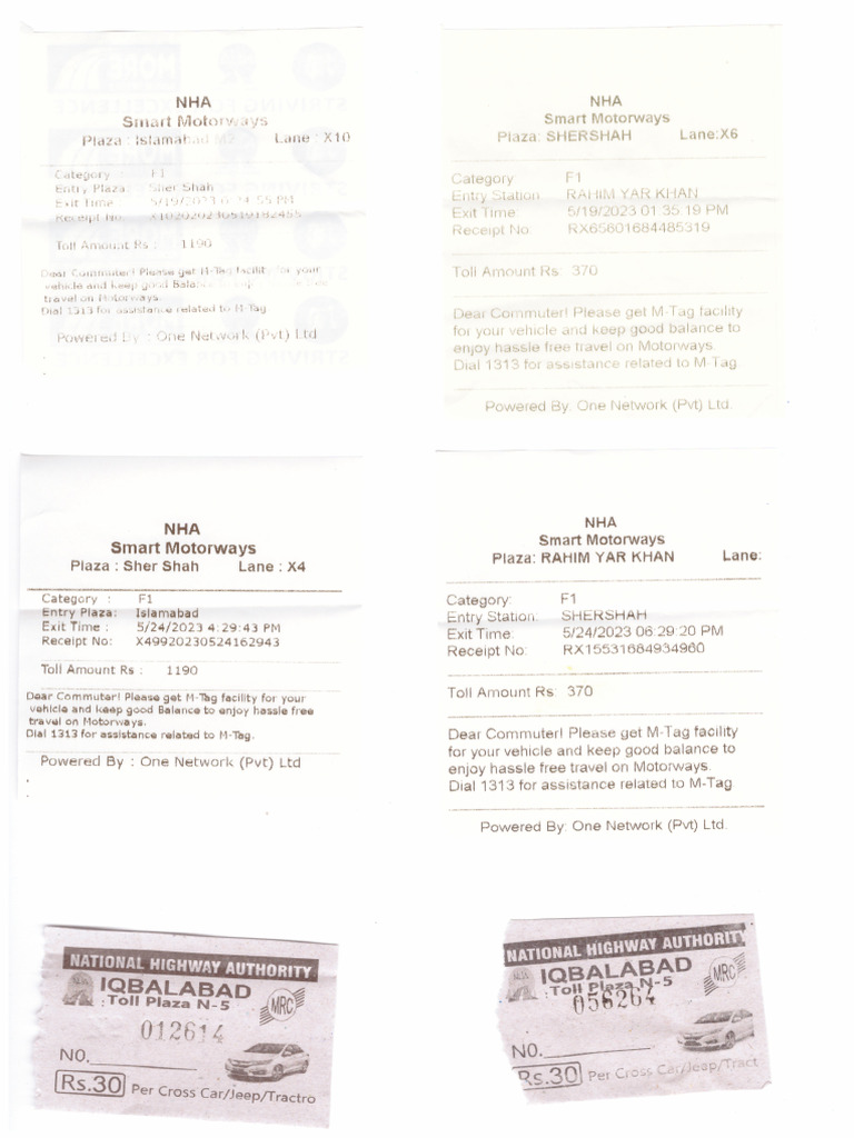 Toll Plaza Slips | PDF