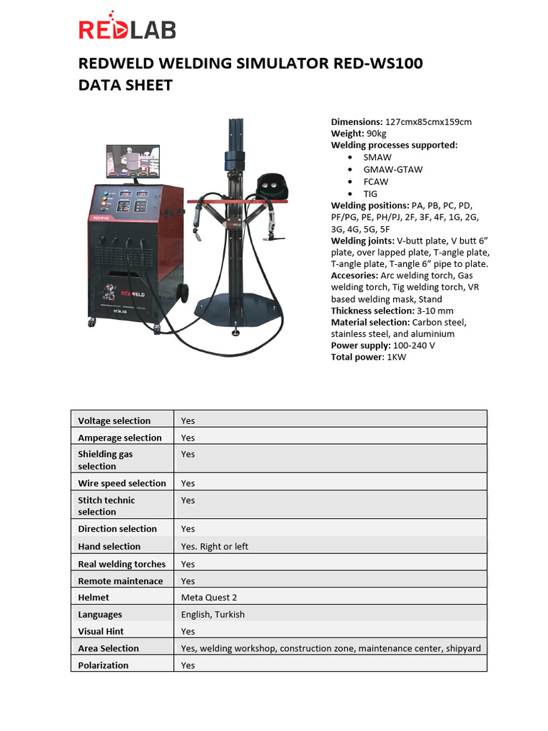 REDWELD RED-WS100 Welding Simulator | PDF | Welding | Construction