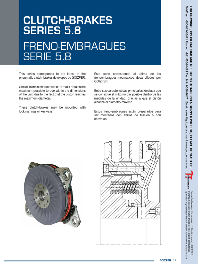 Goizper Pneumatic Clutch-Brake Series 5.8 | PDF