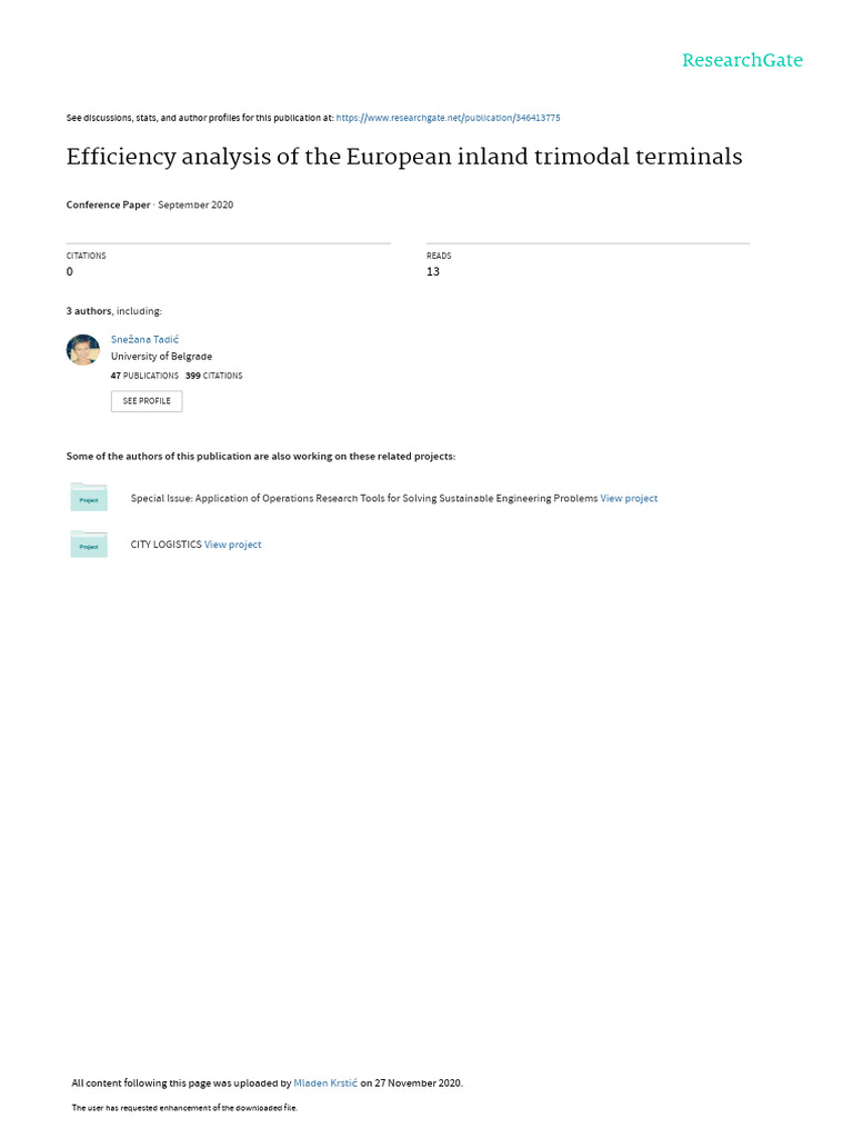 Efficiency Analysis of The European Inland Trimodal Terminals | PDF ...