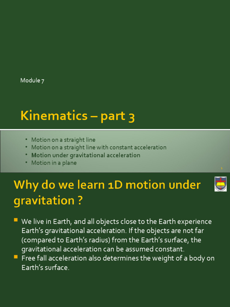 Kinematics: Gravitational Motion | PDF | Acceleration | Gravity