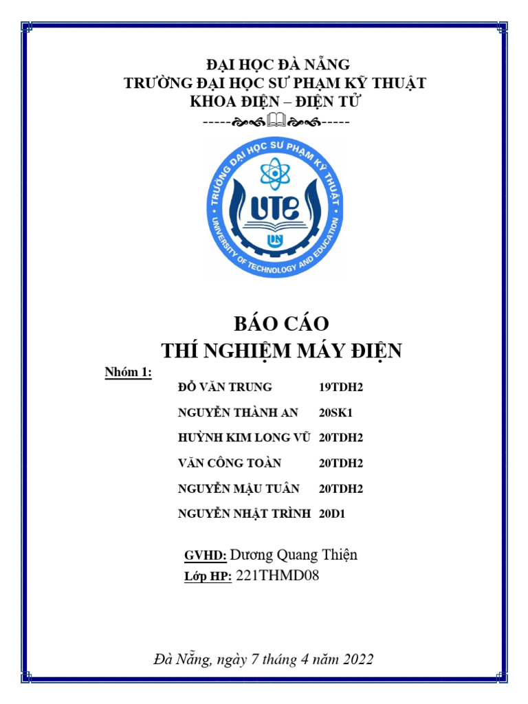 BÁO CÁO TN MÁY ĐIỆN NHÓM 1 | PDF