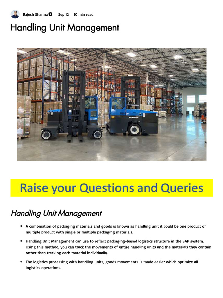 Handling Unit Management | PDF