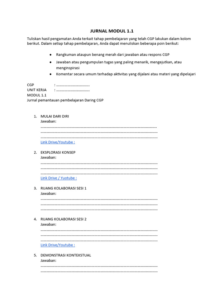 Jurnal Pemantauan Modul 1.1 CGP A.10 | PDF