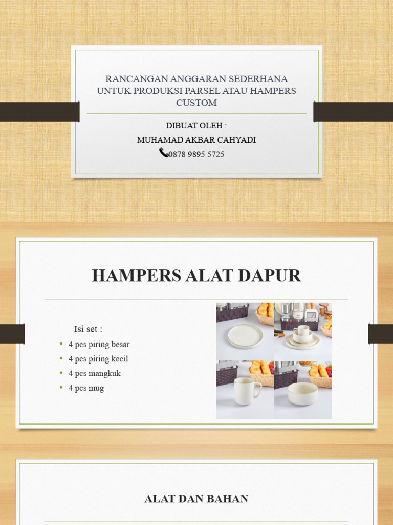 Rancangan Anggaran Sederhana Untuk Produksi Parsel Atau Hampers | PDF | Griya & Taman