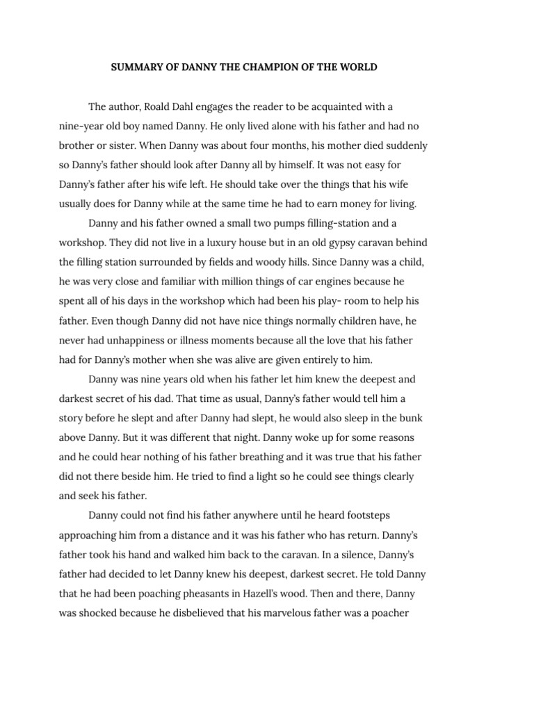 Danny: Champion of the World Summary | PDF | Mystery, Thriller & Crime ...