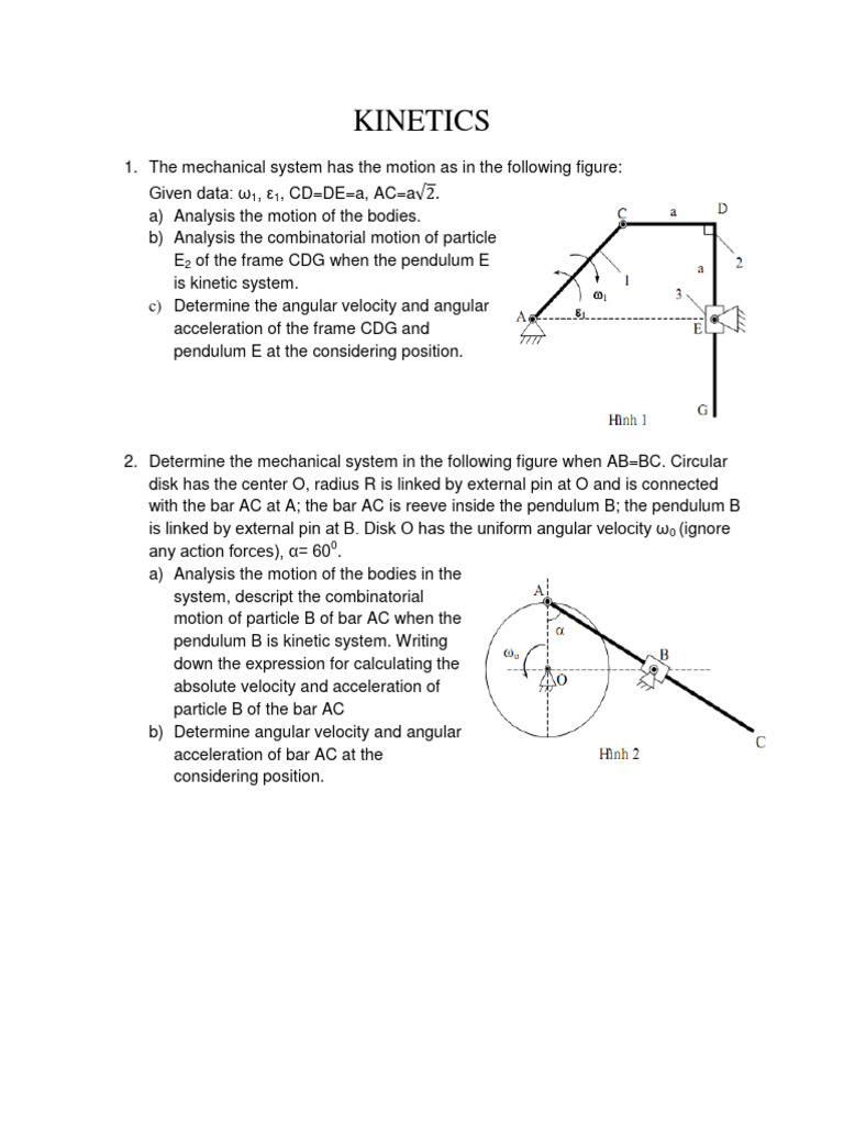 Kinetic Exercises In English Pdf Acceleration Velocity