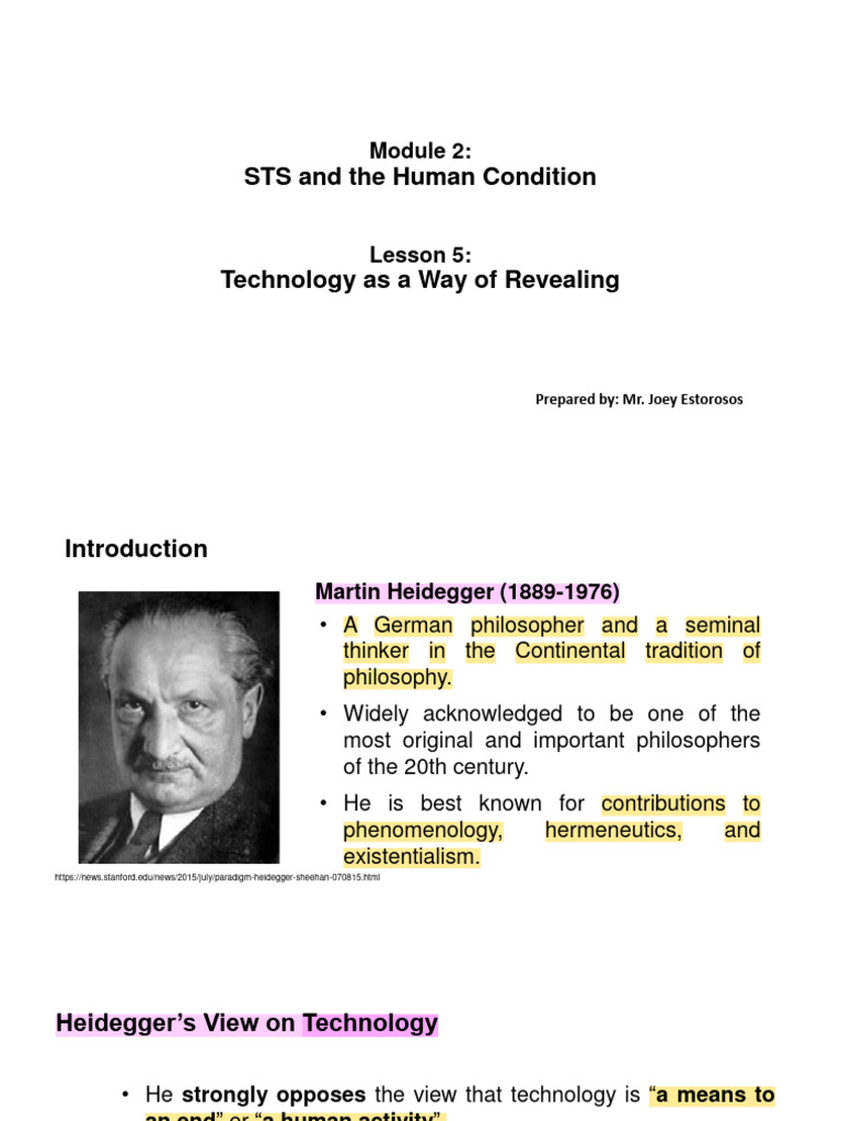 Module 2 Lesson 5 Technology As A Mode of Revealing | PDF | Martin Heidegger | Essence