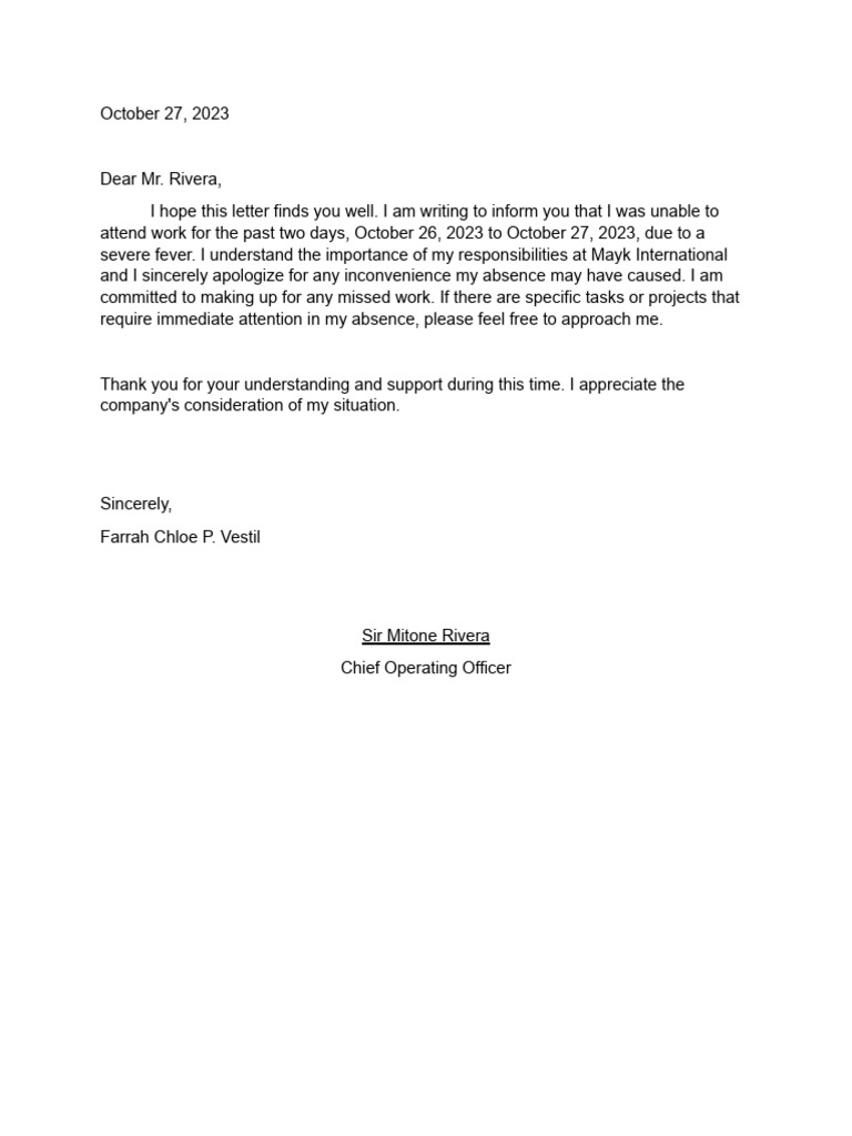 Excuse Letters | PDF