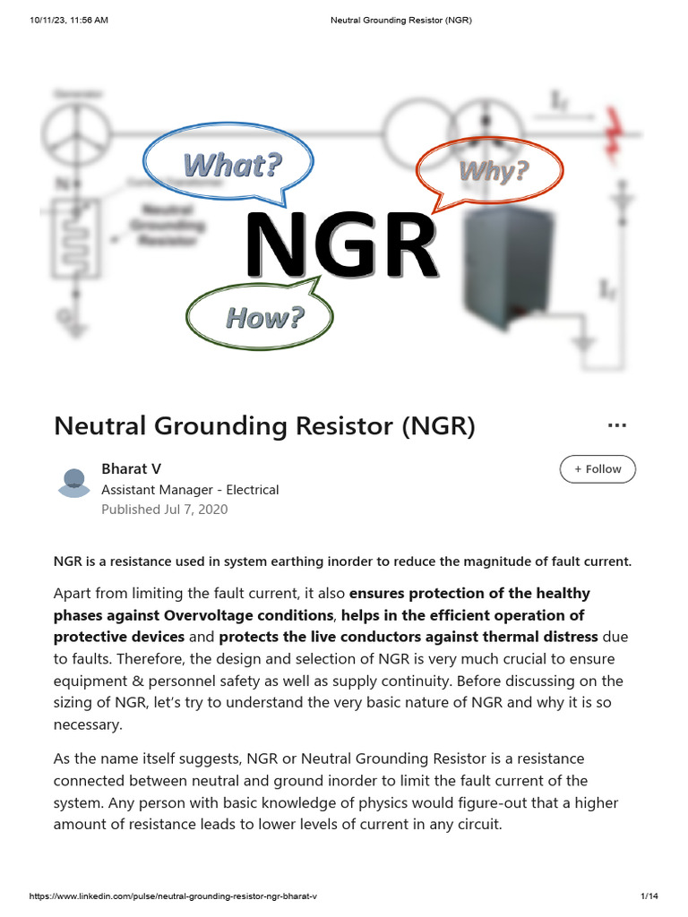 Neutral Grounding Resistor (NGR) | PDF | Capacitor | Electrical ...
