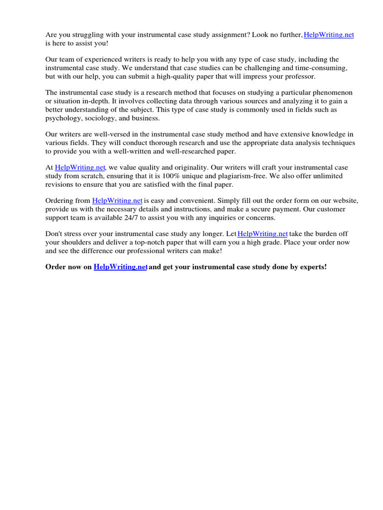 Instrumental Case Study | PDF | Case Study | Ethnography