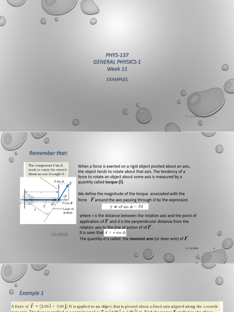 Torque and Angular Momentum in Physics | PDF | Rotation Around A Fixed Axis | Torque