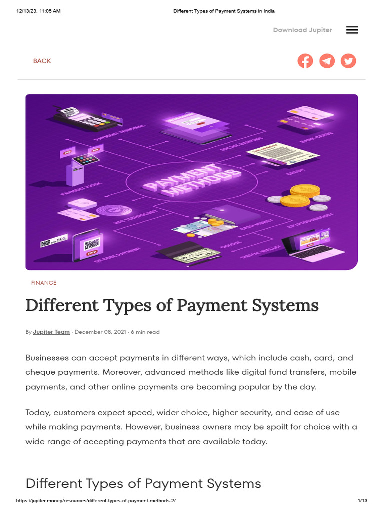 Types of Payment Systems in India | PDF | Debit Card | Credit Card