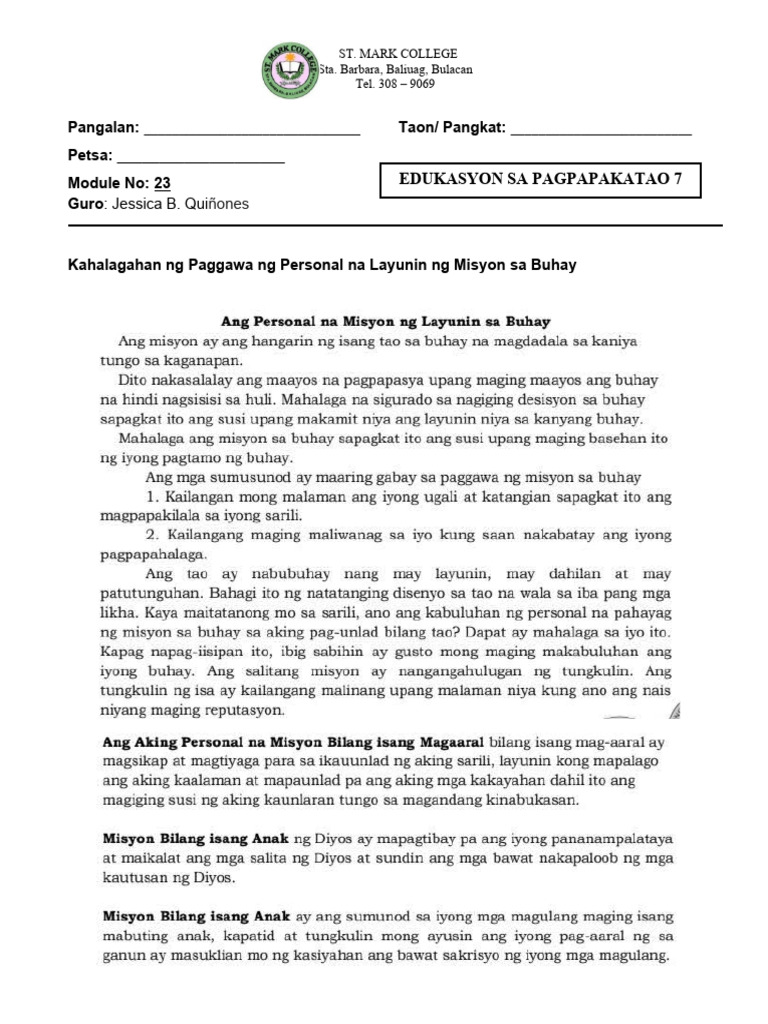 ESP 7 Module 23 | PDF