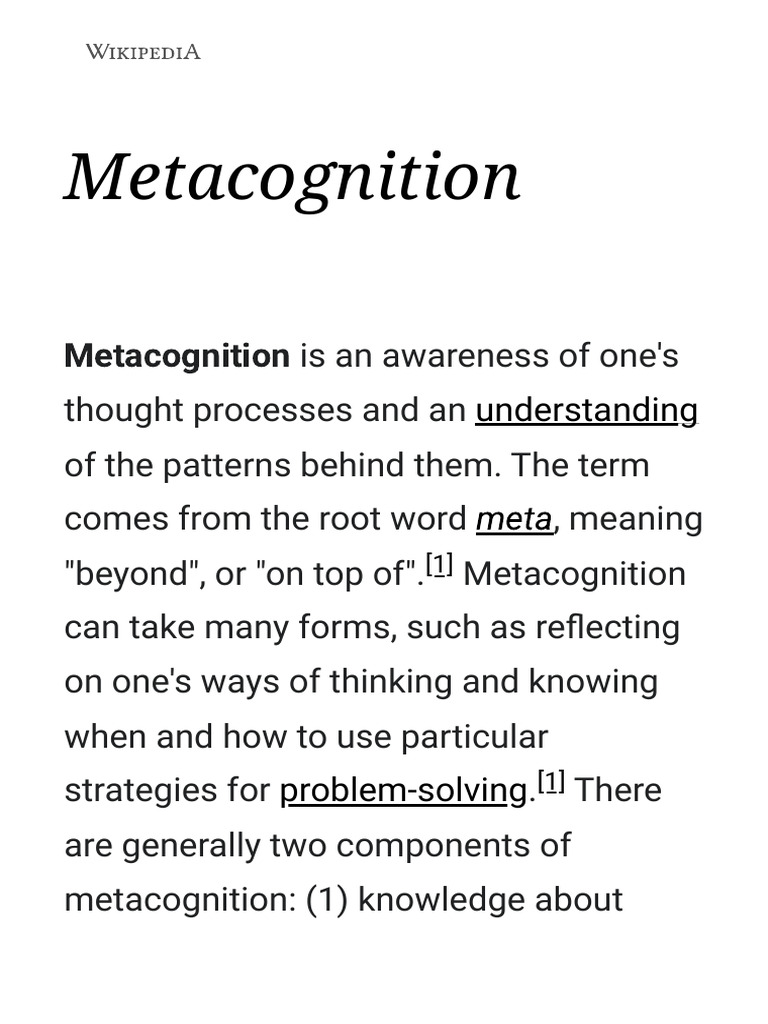 Metacognition | PDF | Metacognition | Attitude (Psychology)