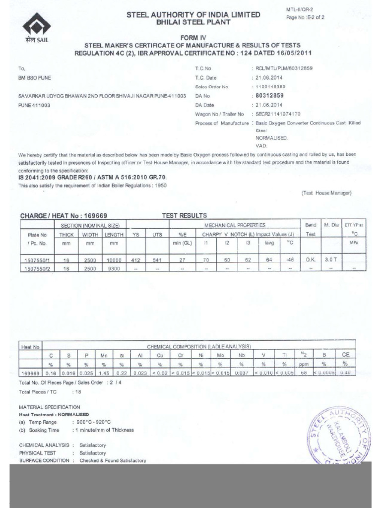 SA 516 Gr. 70 TC | PDF