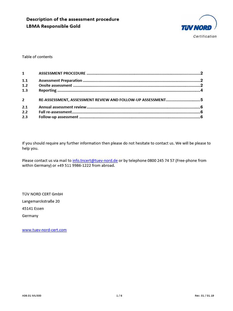 Tuev Nord Cert Lbma Service Description | PDF | Supply Chain | Audit