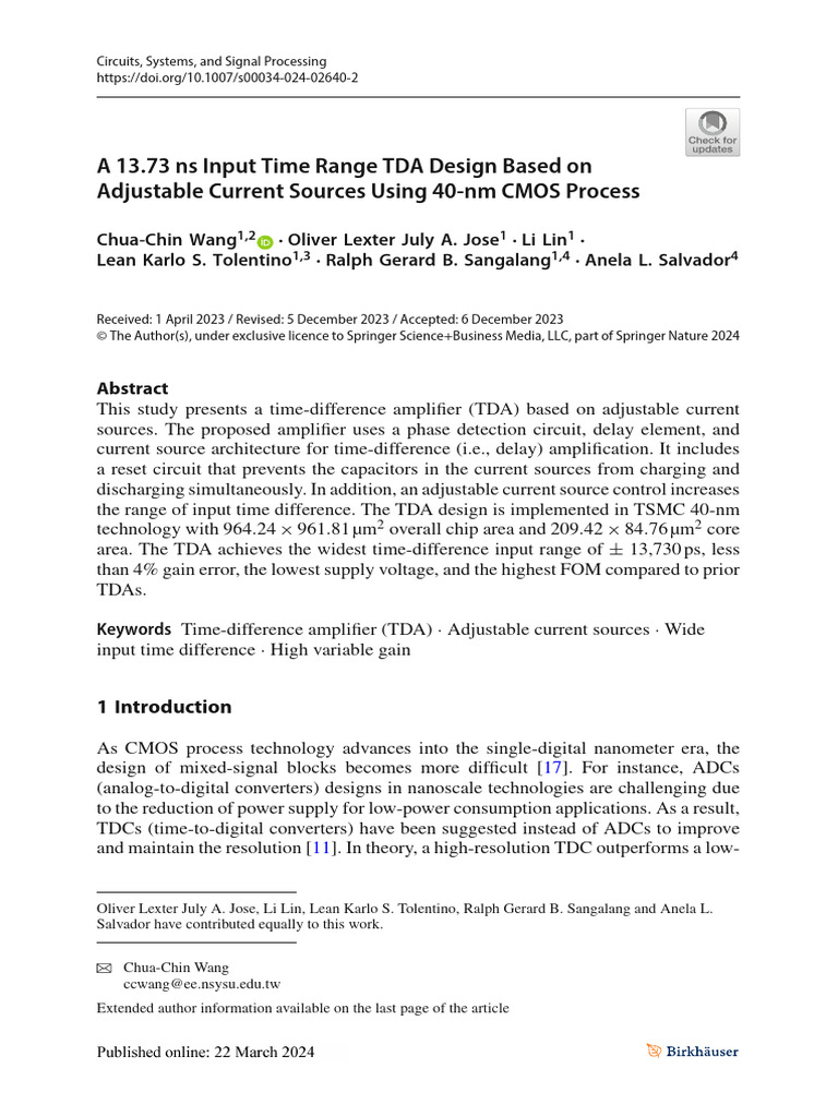 TDA Paper | PDF | Amplifier | Analog To Digital Converter