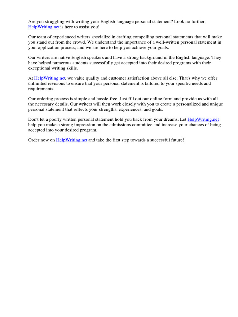 English Language Personal Statement | PDF | Essays
