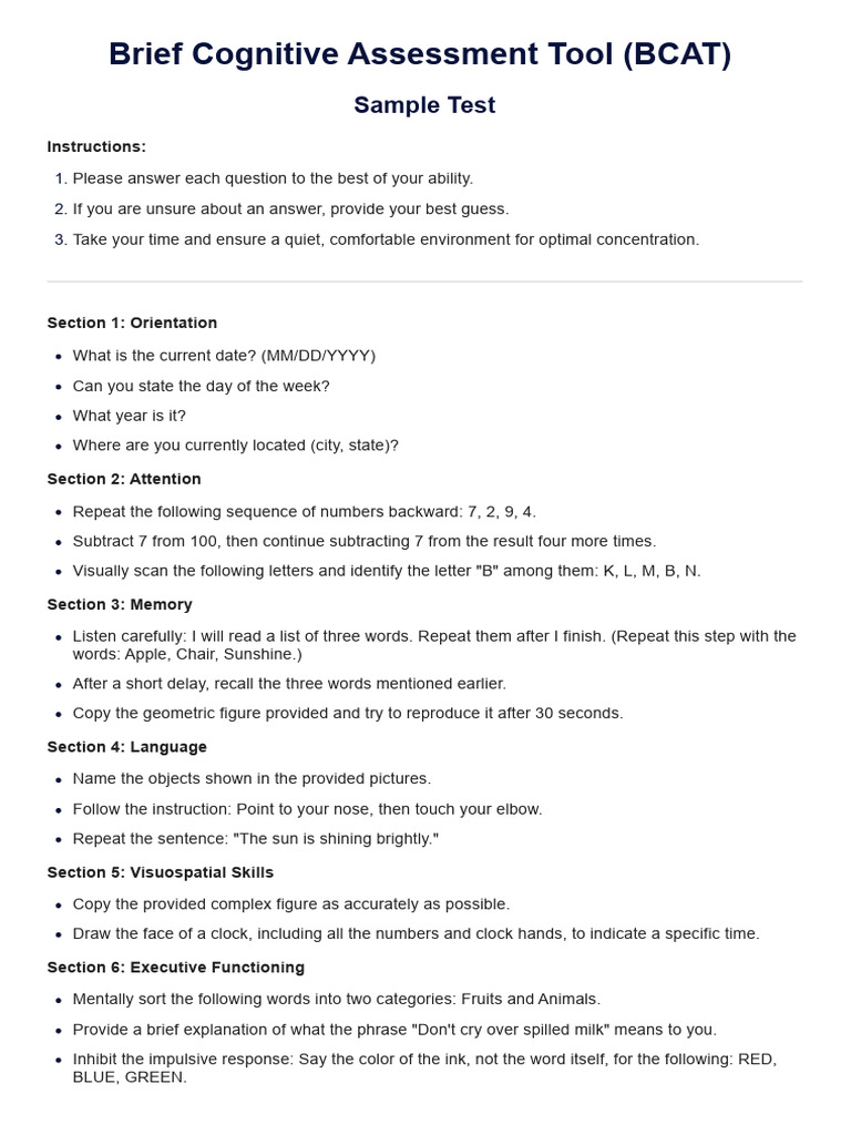 Bcat Test Sample | PDF | Cognition | Memory