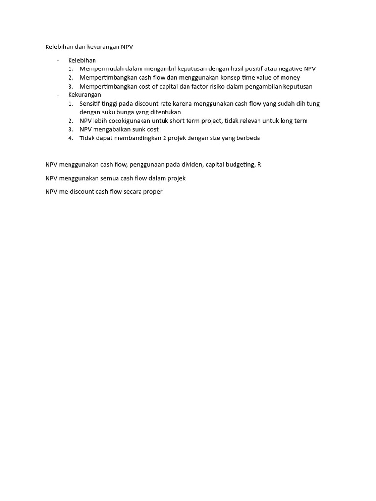 Kelebihan Dan Kekurangan NPV | PDF