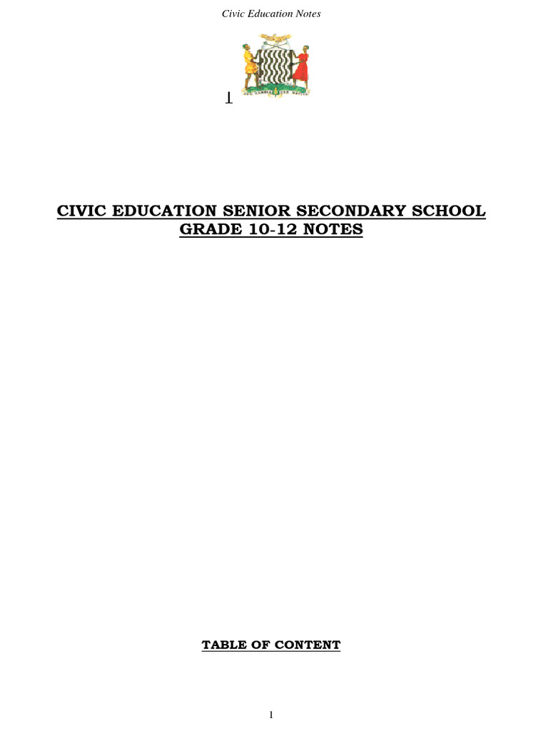 Civic Education Notes Grade 10-12 | PDF | Elections | Citizenship