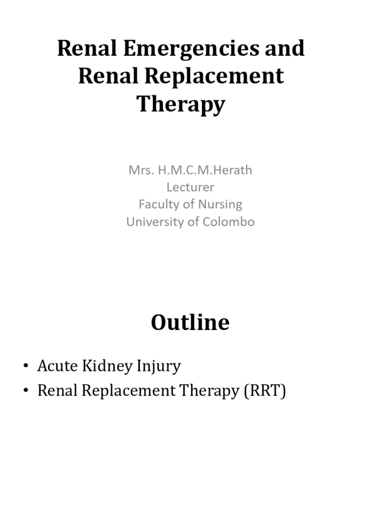 Renal Emergencies | PDF | Hemodialysis | Medical Specialties