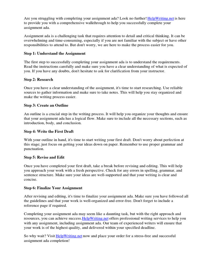 Assignment Ada Walkthrough | PDF | Writing | Cognitive Science