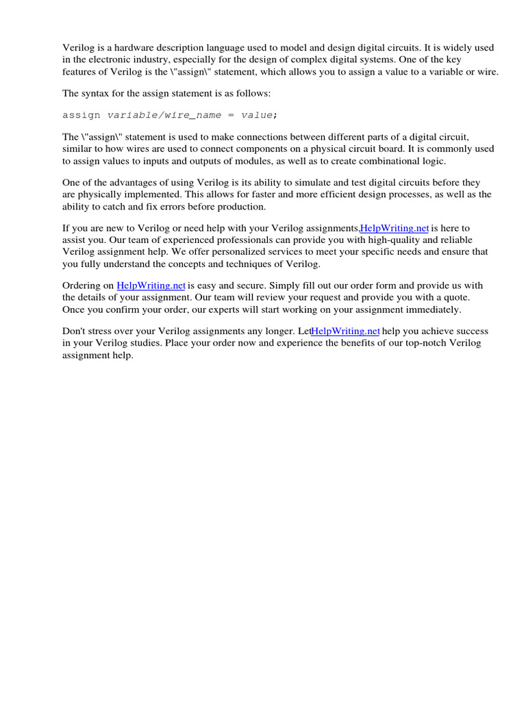 Assign Verilog | PDF | Digital Electronics | Hardware Description Language