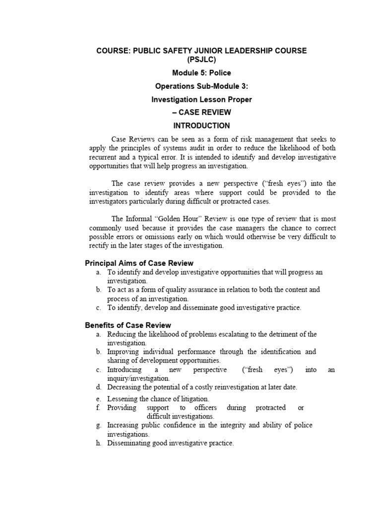 Case Review | PDF | Audit | Detective