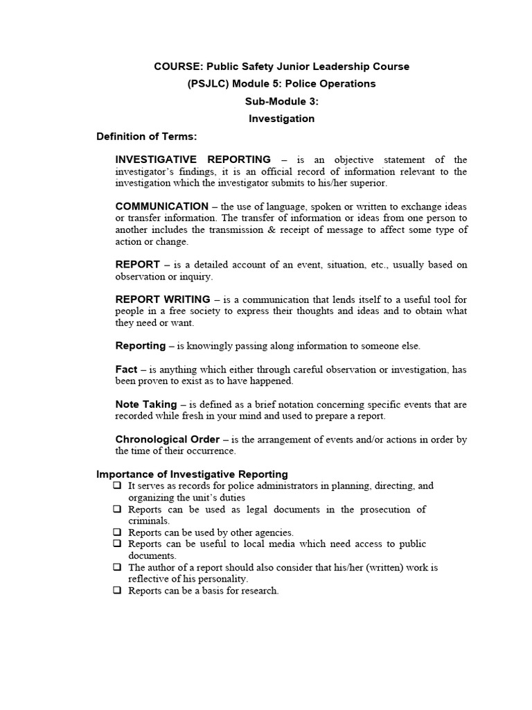 Investigative Reports | PDF | Information | Prosecutor