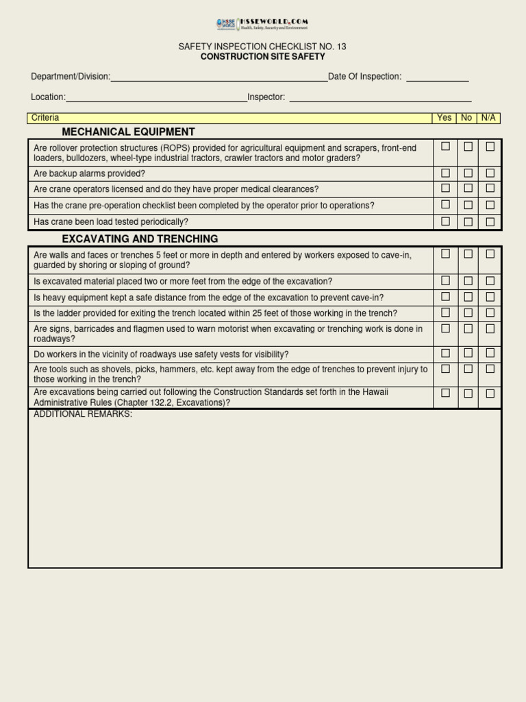 22 Safety Checklist (1) 20 | PDF