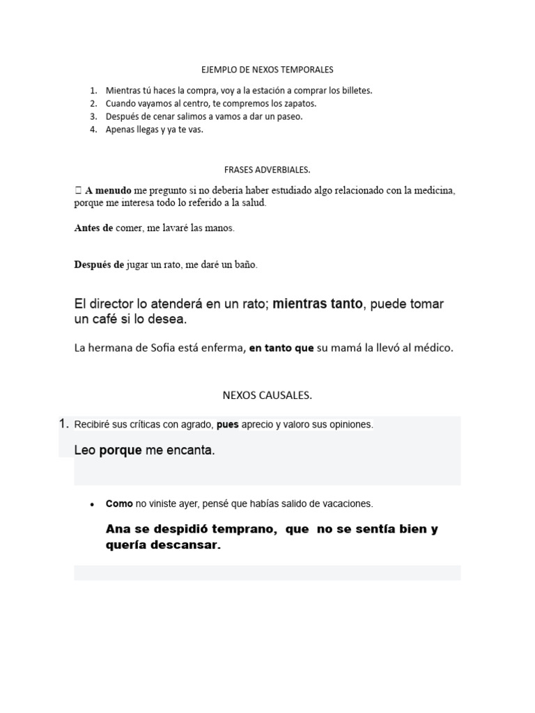Ejemplo de Nexos Temporales | PDF