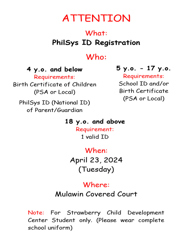 PhilSys ID Registration for Students | PDF