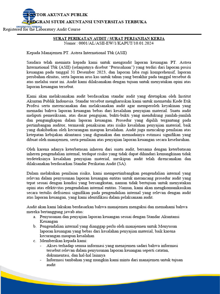 2.surat Perikatan Auditing Tugas 2 Win | PDF