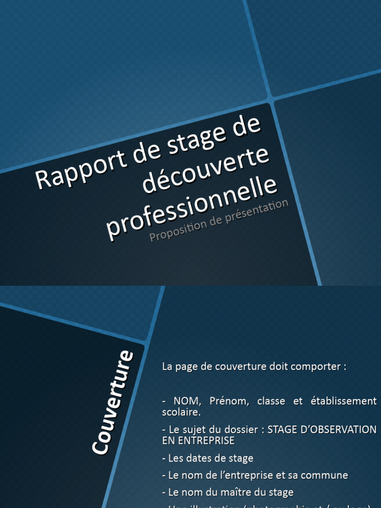 Proposition de Pre Sentation Du Rapport de Stage 3 | PDF