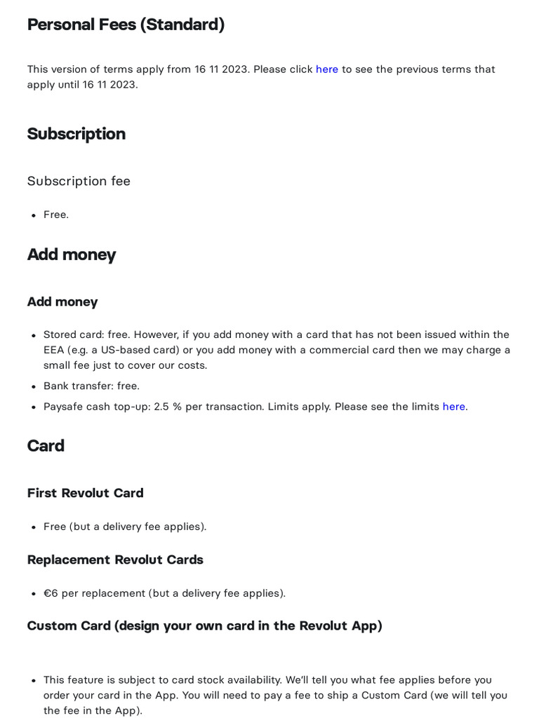 Revolut Card Delivery and Fees Overview | PDF | Payments | Fee