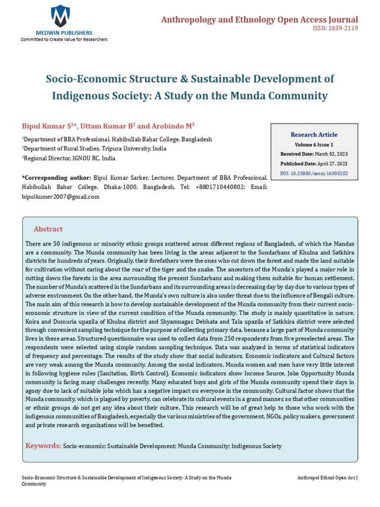 Munda Community: Socio-Economic Study | PDF | Water | Latrine