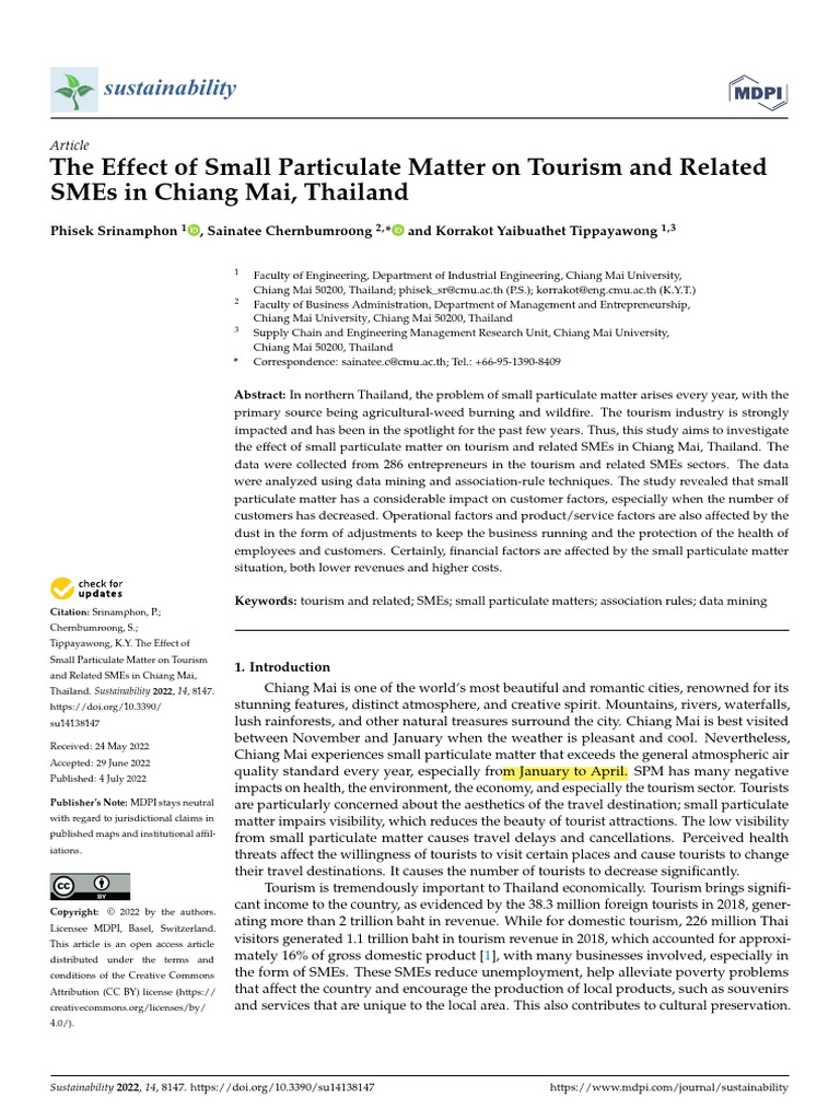 The Effect of Particulate Matter On Tourism | PDF | Tourism | Particulates