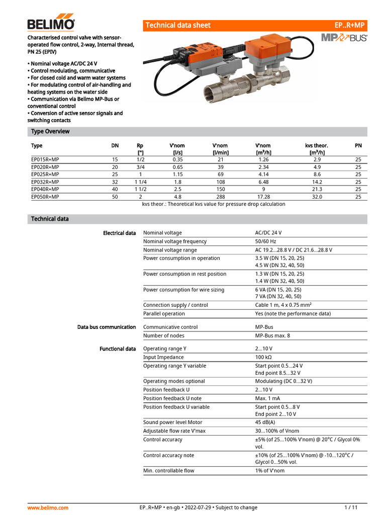 belimo_EP..R_MP_datasheet_en-gb | PDF | Flow Measurement | Valve