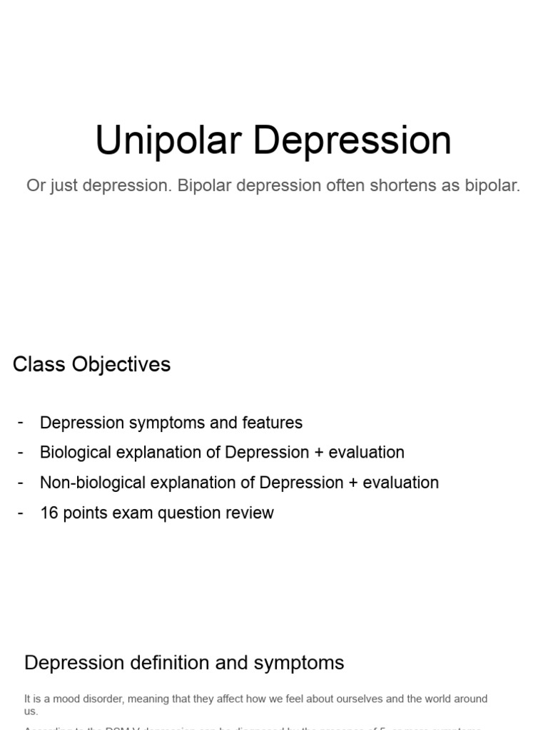 Unipolar Depression | Download Free PDF | Major Depressive Disorder ...
