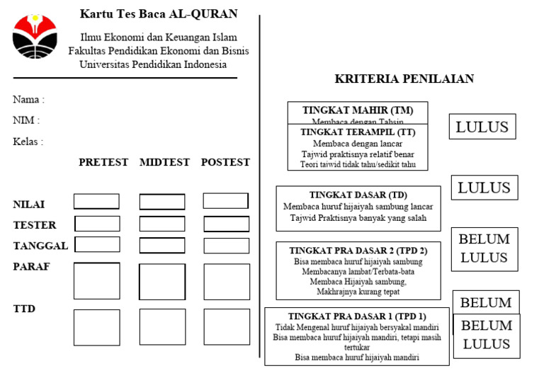 Kartu Tes Baca AL | PDF