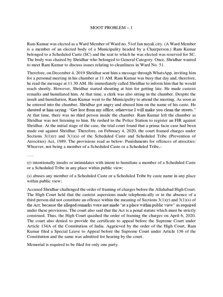 Moot Problems | PDF | Justice | Crime & Violence