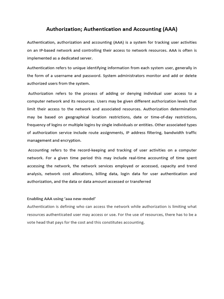 Session 3 1 Authorization Authentication And Accounting Lesson Download Free Pdf Radius