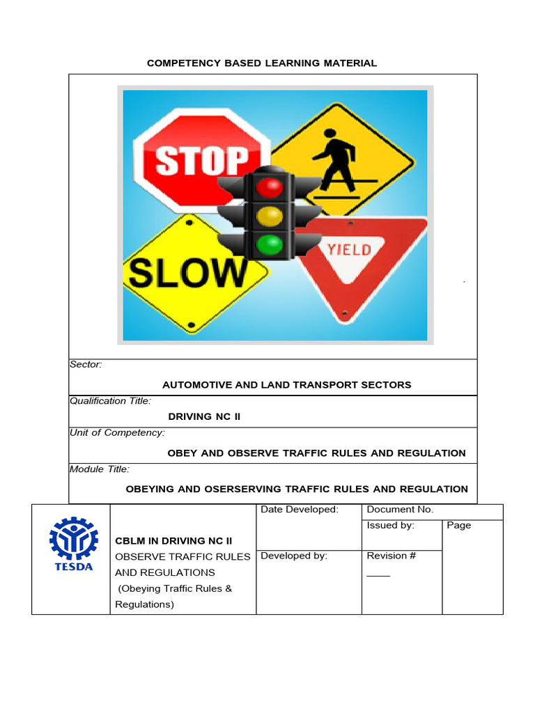 CBLM | PDF | Traffic | Intersection (Road)