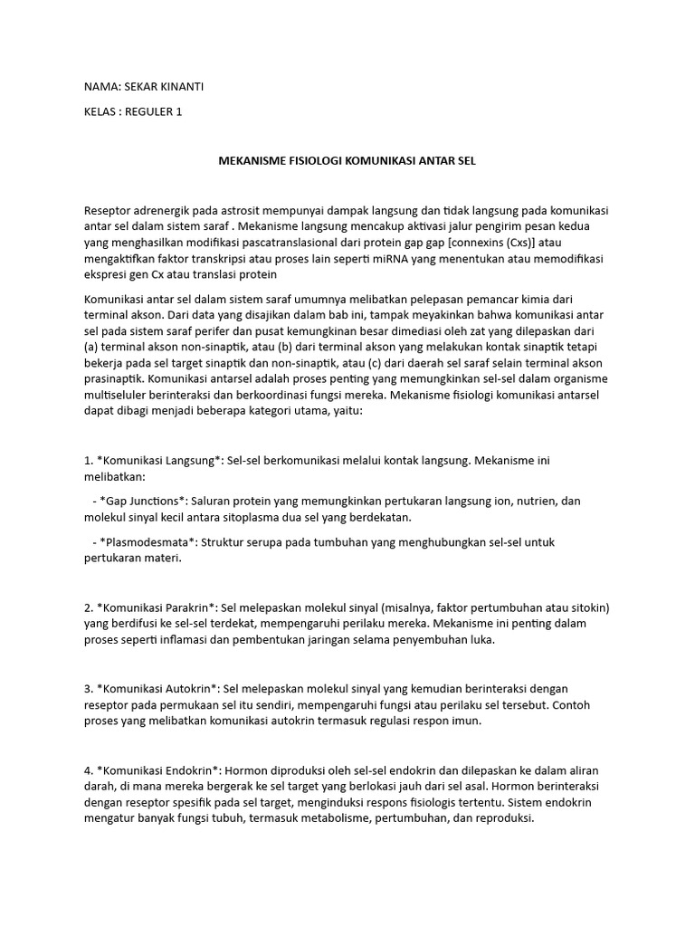 Mekanisme Fisiologi Komunikasi Antar Sel Saraf 1 Fiks | PDF ...