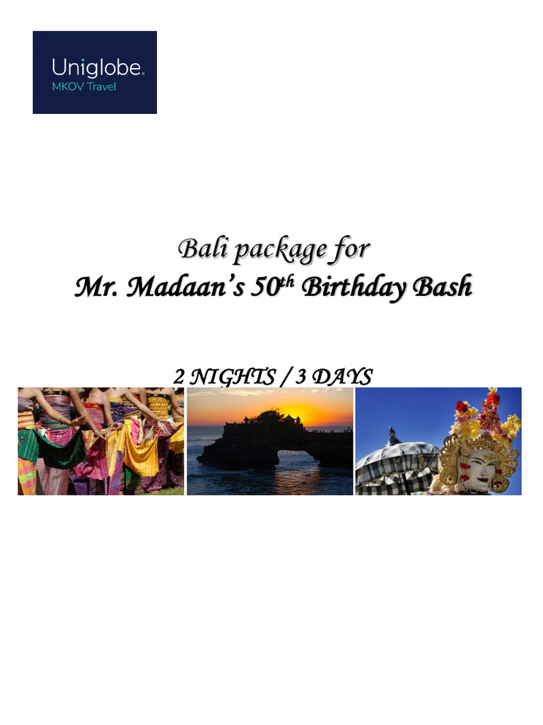 Bali Package For Mr. Madaan's Birthday Bash | PDF | Bali | Lunch